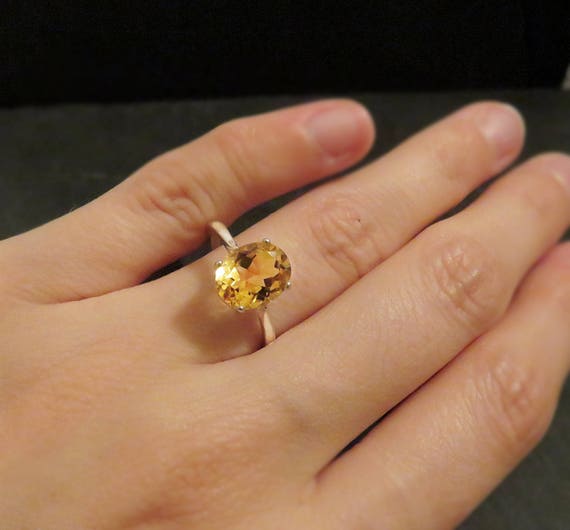 Citrine Ring natural light orange citrine ring large oval | Etsy