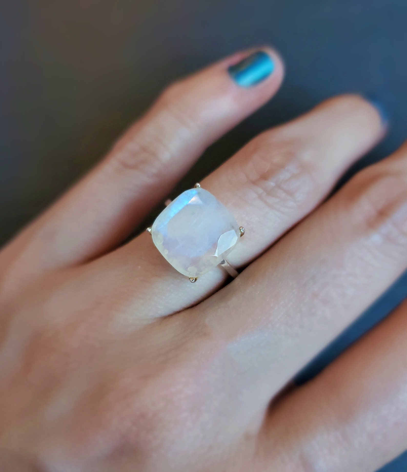 Statement Moonstone Ring Vintage Square Moonstone Ring - Etsy