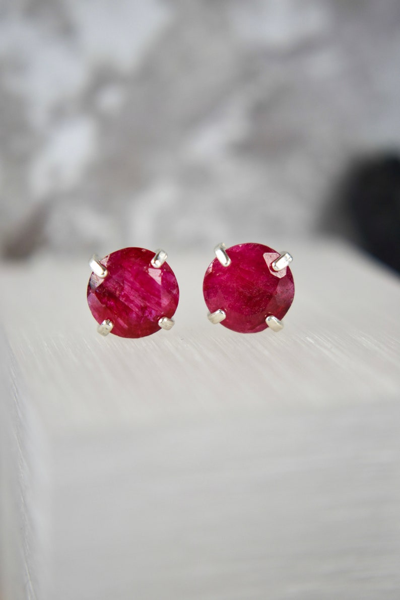 Natural Dark Red Ruby Earring Deep Red Genuine Ruby Studs - Etsy