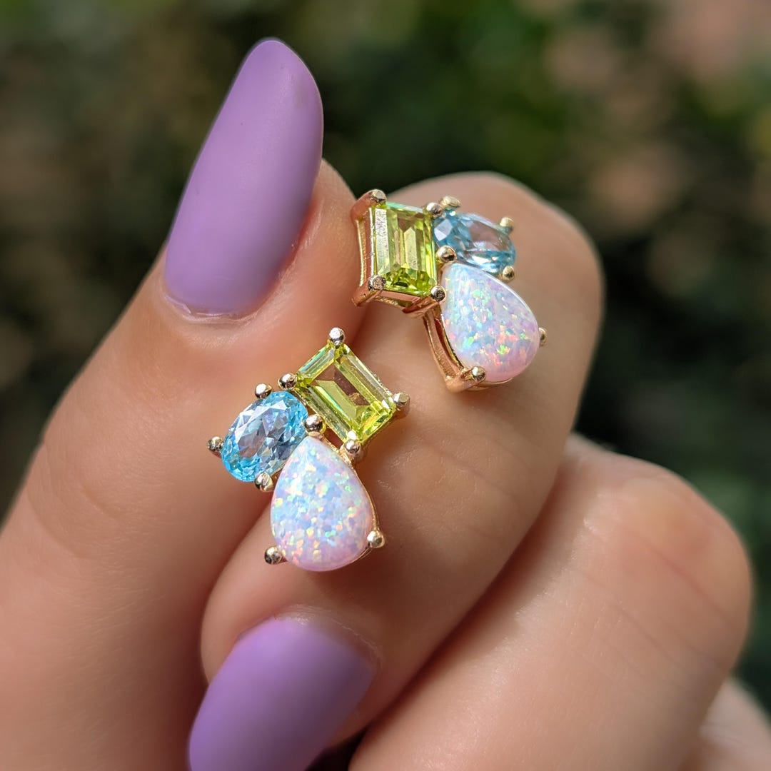 Pick Your Own Cluster Earrings, Minimalist Stud Earrings, Multi Color ...