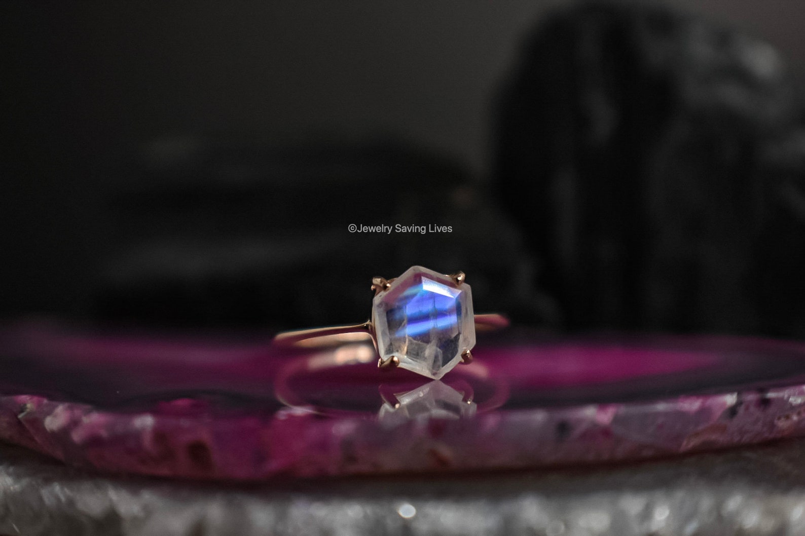 Hexagon Moonstone Ring Hexagon Gemstone Ring Hexagon | Etsy