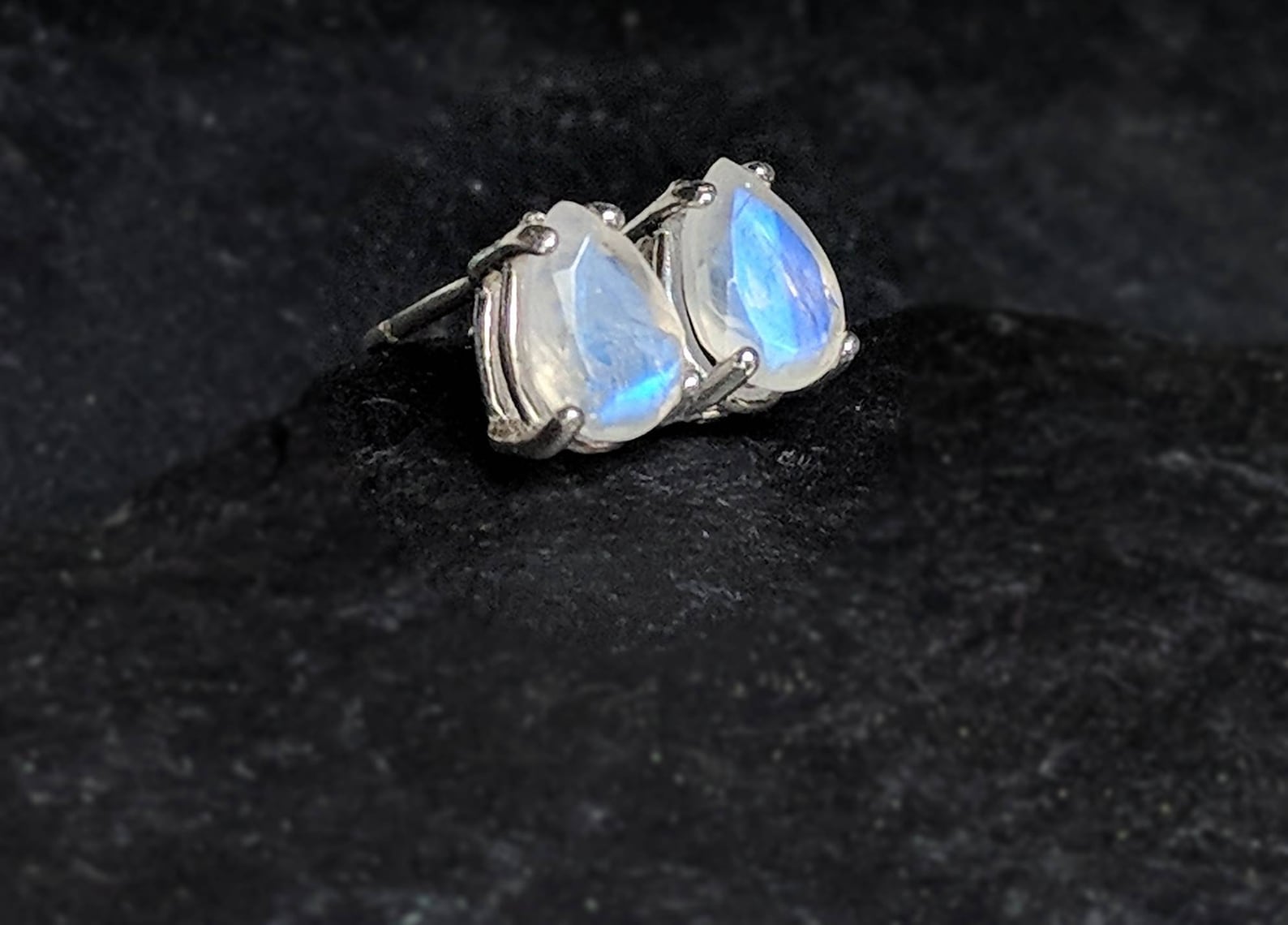 Teardrop Moonstone Earrings, Teardrop Rainbow Moonstone Studs, Pear ...