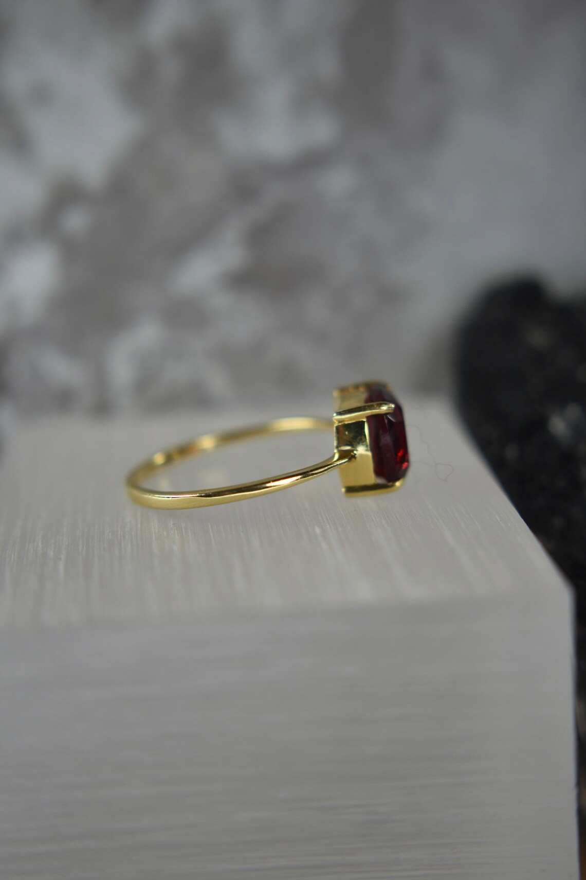 Garnet Ring Square Garnet Ring January Birthstone Ring - Etsy