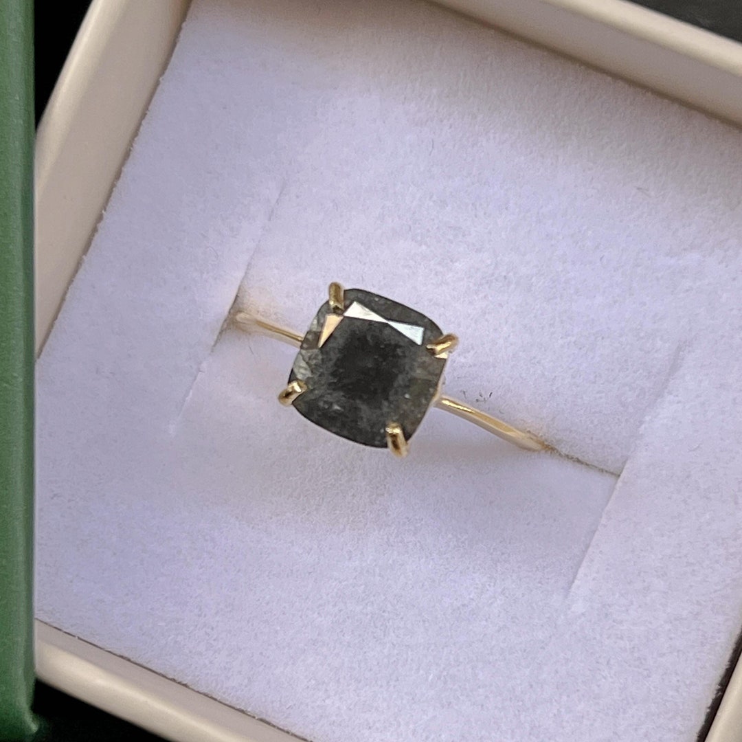 Raw Gray Diamond Ring, Diamond Ring, Unique Raw Diamond Ring, Rare Gray ...