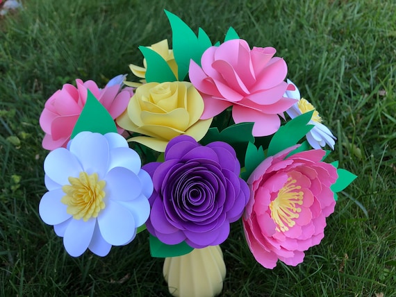 Large Paper Flower Bouquet Paper Roses Peonies Daisies - Etsy