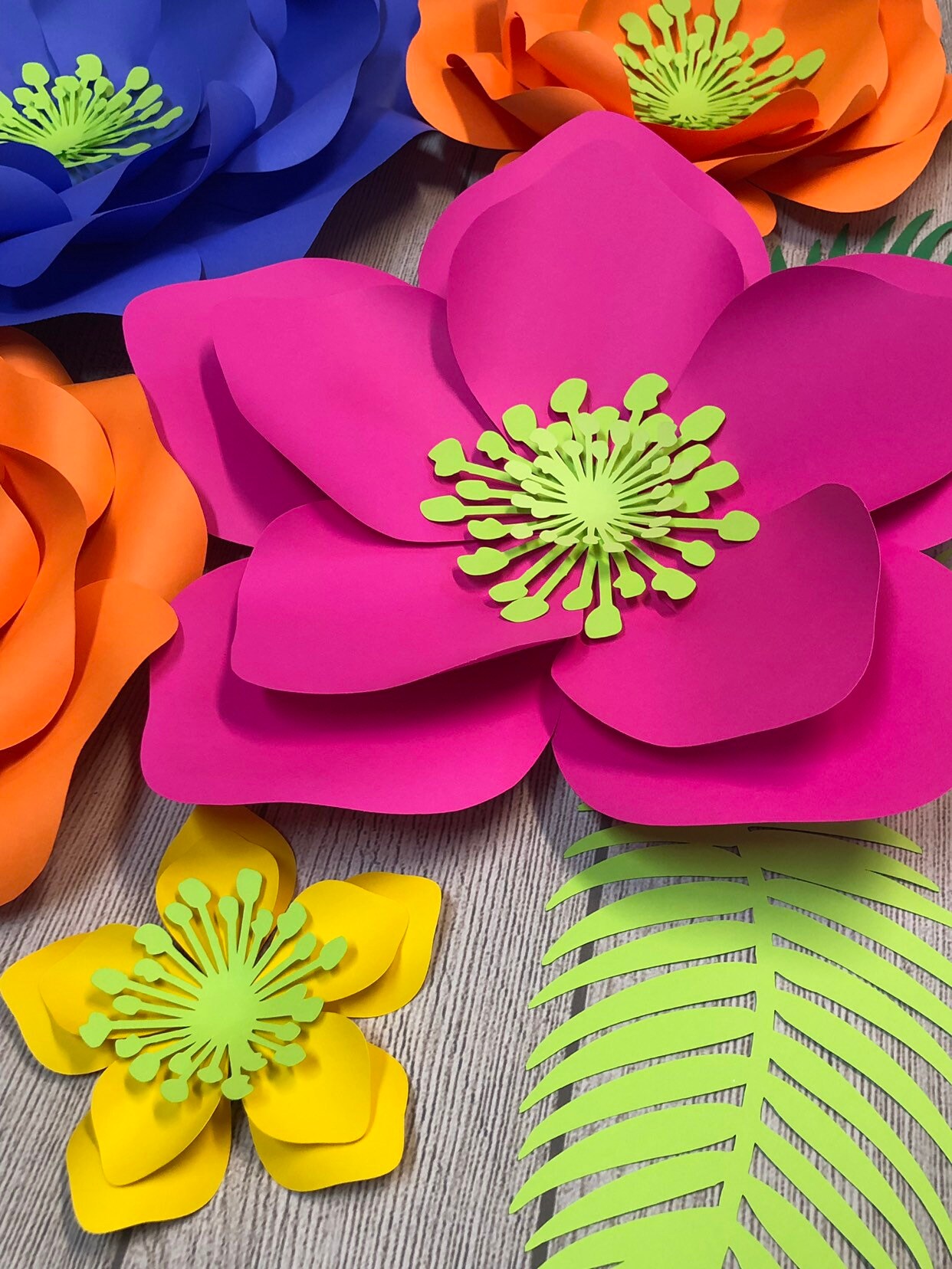 12 Piece Paper Flower Set Tropical Flowers Moana Inspired - Etsy