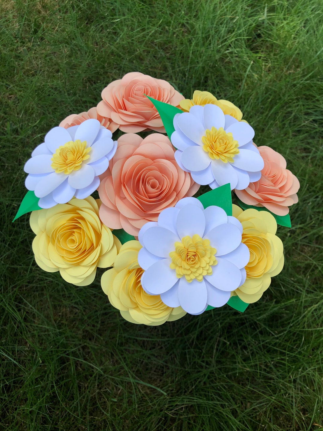 Paper Flower Bouquet, Paper Bouquet, Small Floral Bouquet, Roses, Daisy ...
