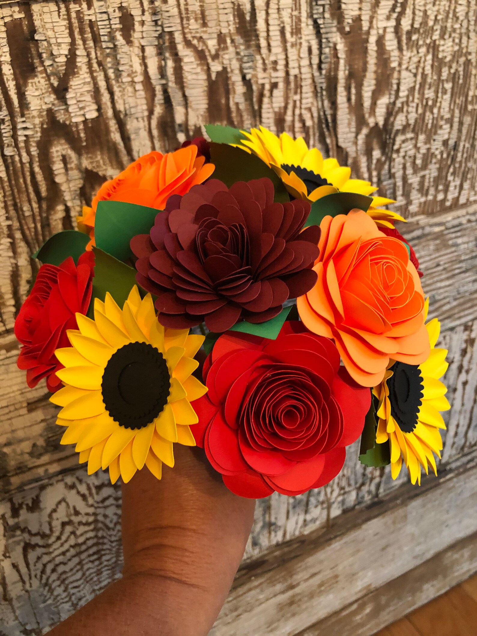 Fall Paper Flower Bouquet Paper Sunflowers Paper Roses Gift | Etsy