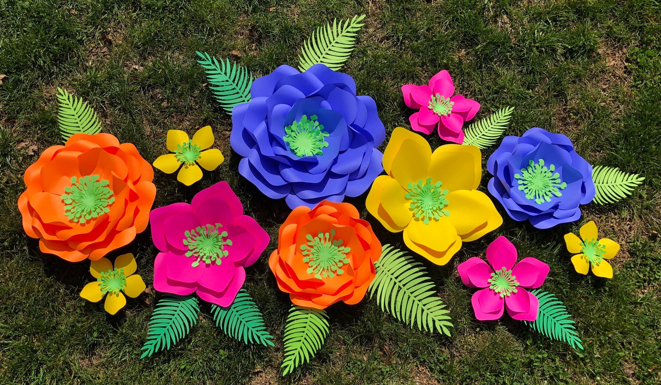 12 Piece Paper Flower Set Tropical Flowers Moana Inspired | Etsy