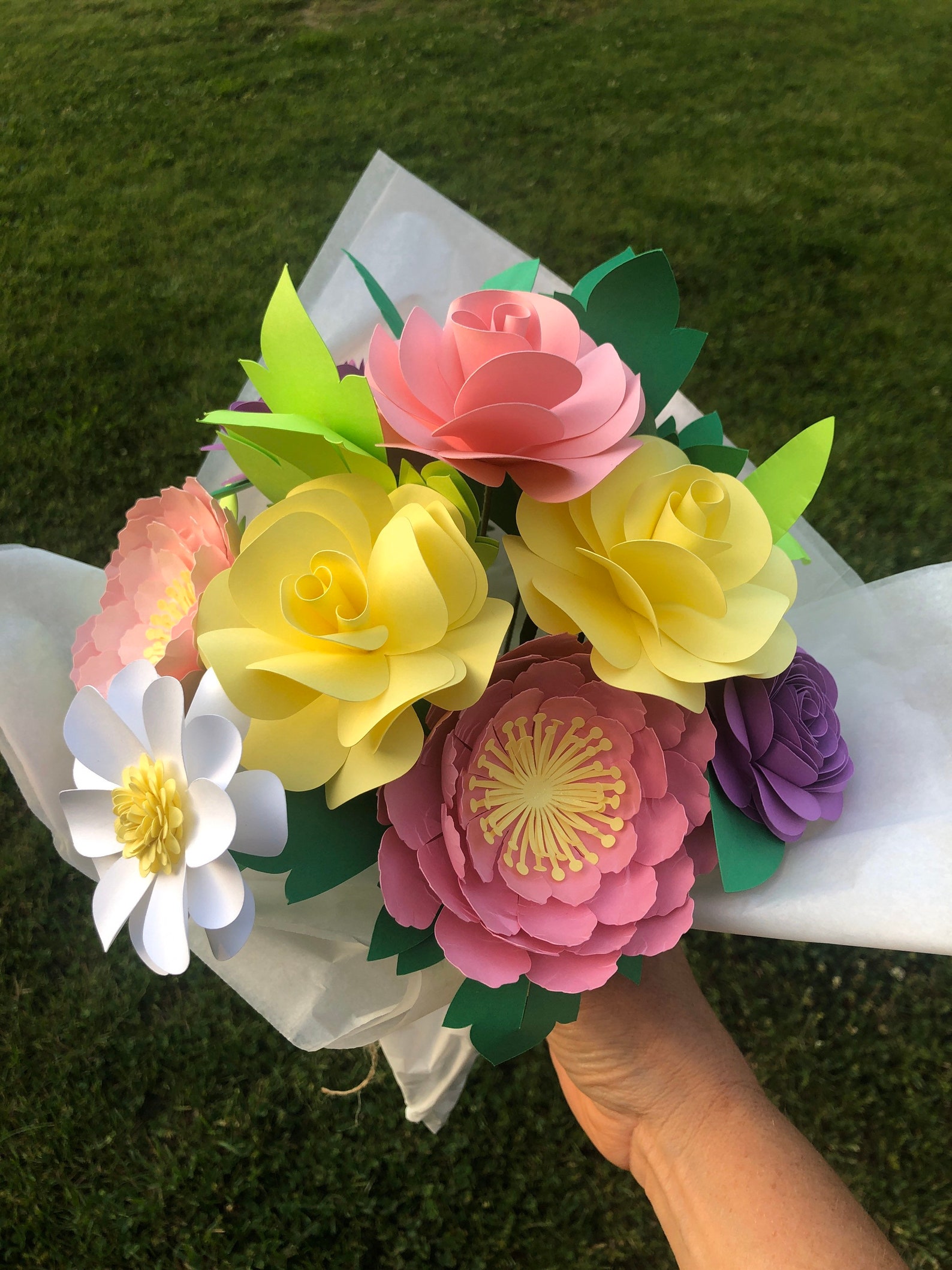 Large Paper Flower Bouquet Paper Roses Peonies Daisies - Etsy