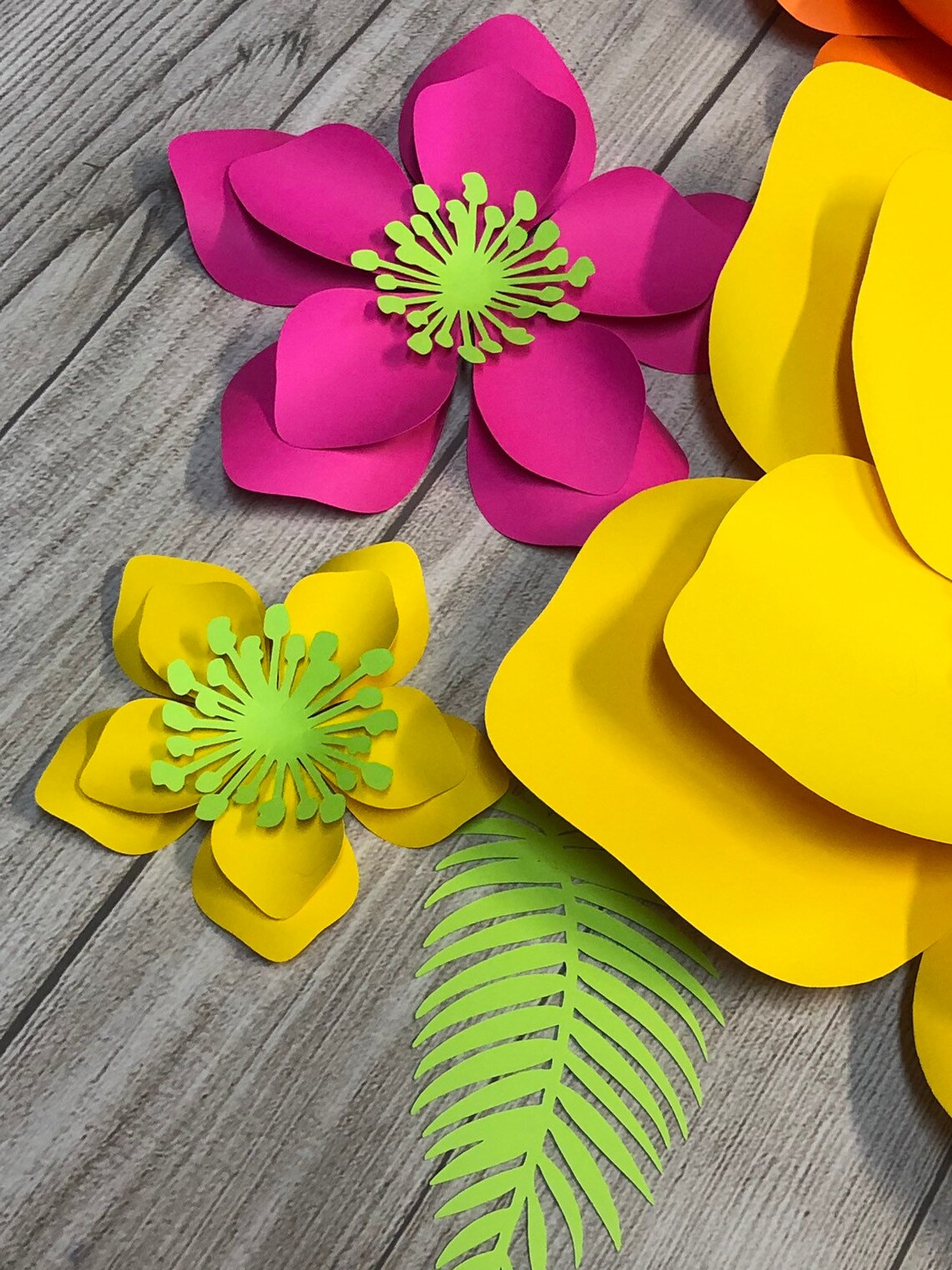 12 Piece Paper Flower Set Tropical Flowers Moana Inspired - Etsy