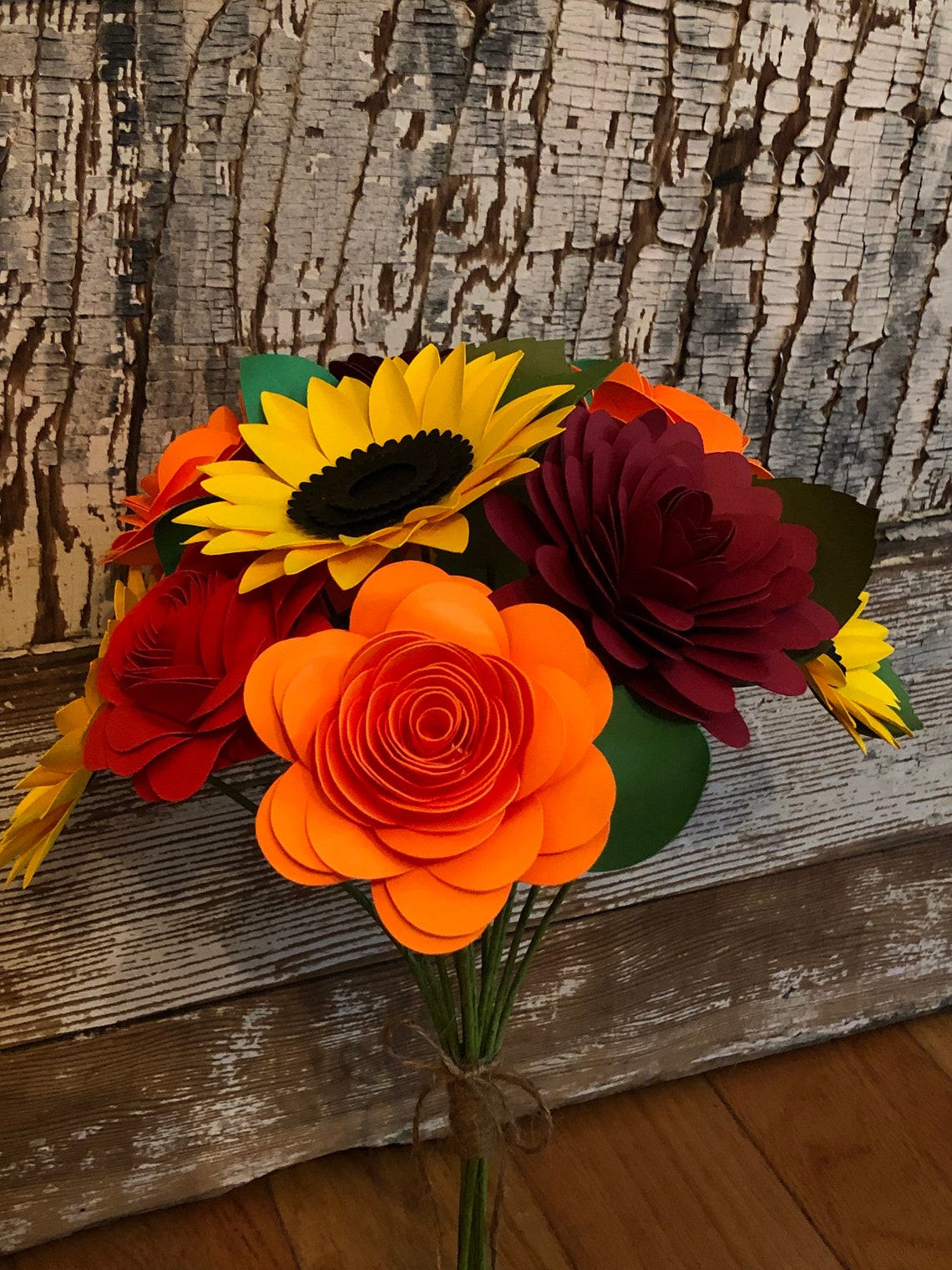 Fall Paper Flower Bouquet Paper Sunflowers Paper Roses Gift | Etsy