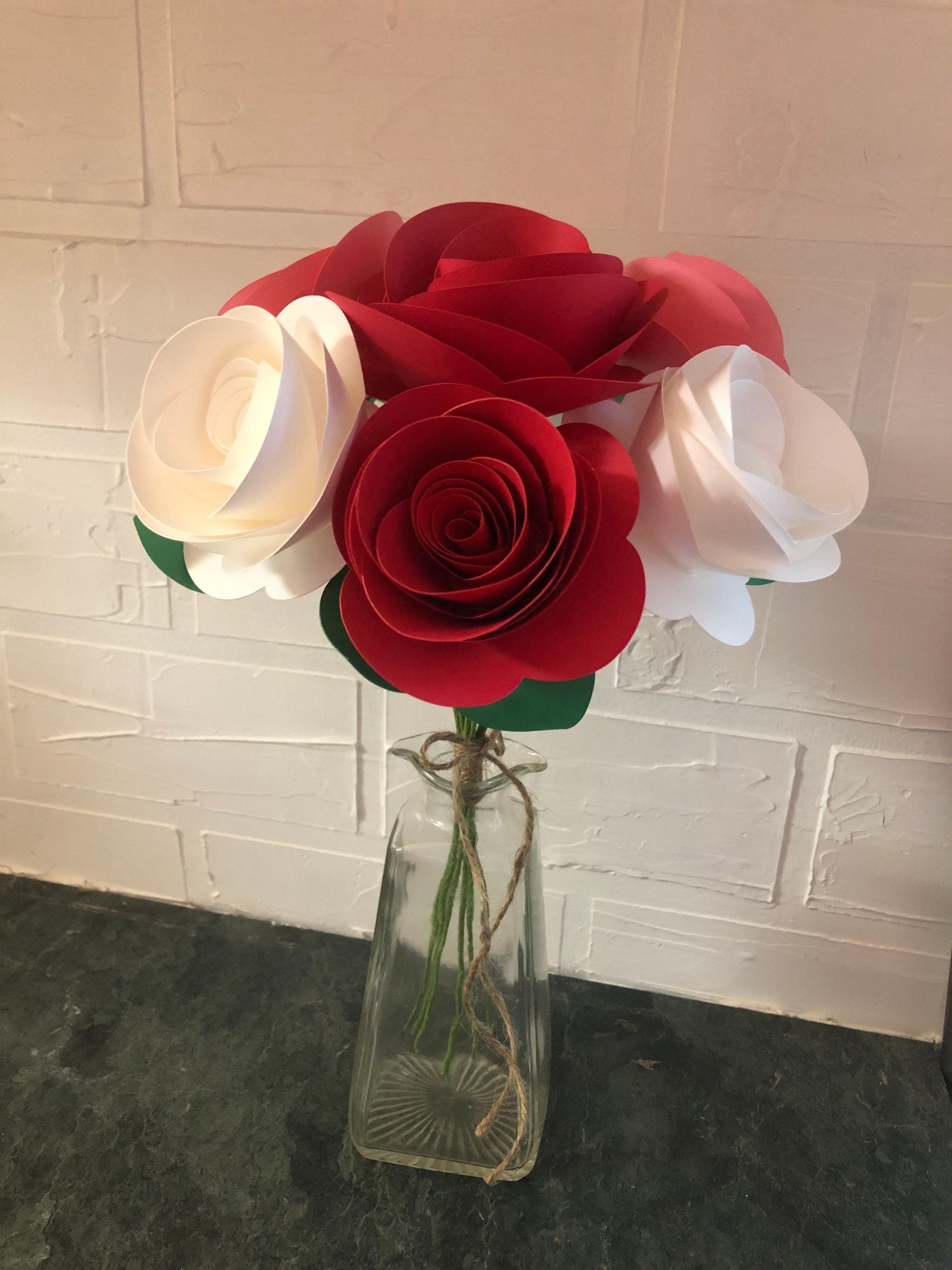 Paper Flower Rose Bouquet: Handmade Cardstock Gift - Etsy