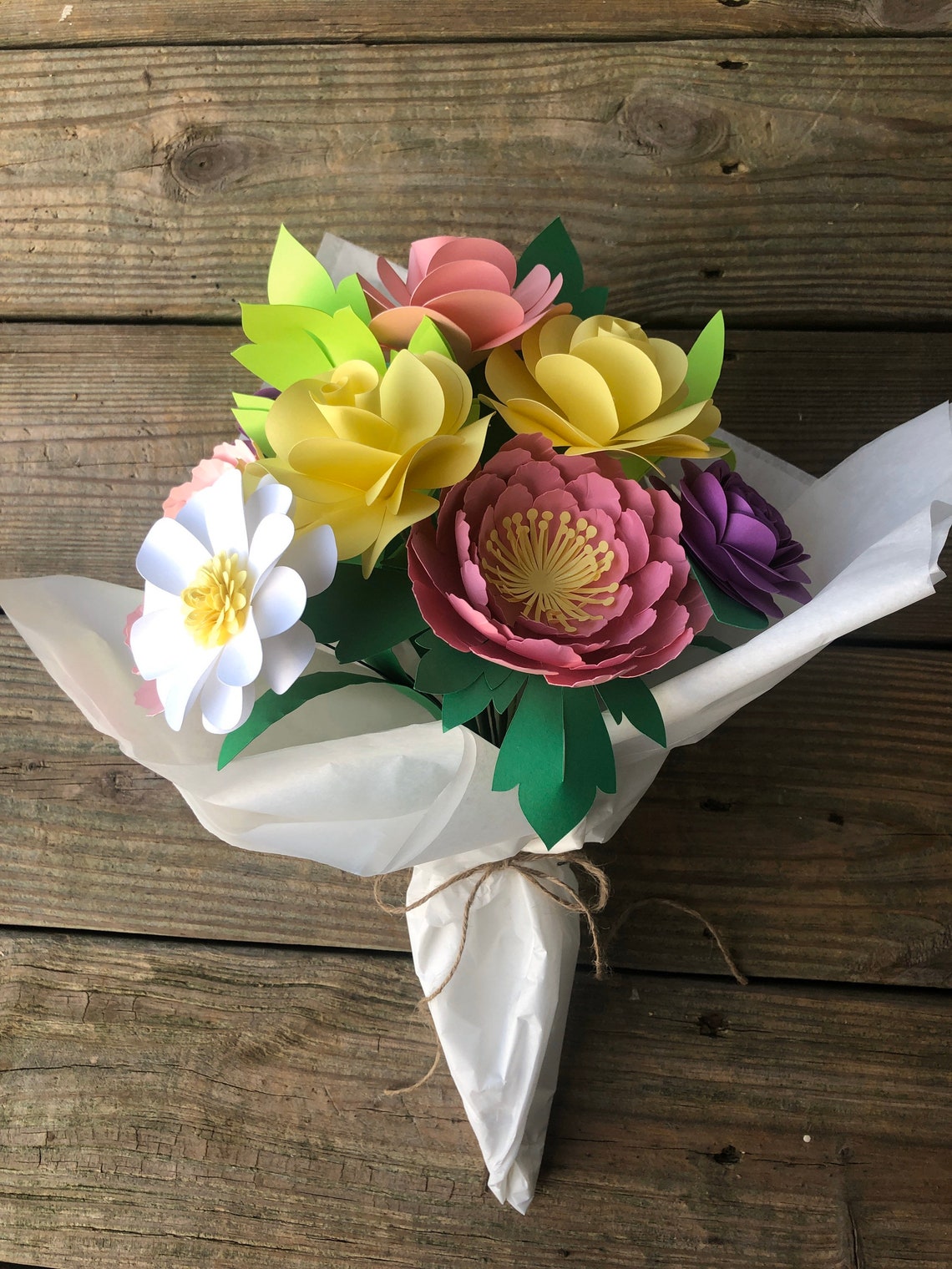 Large Paper Flower Bouquet Paper Roses Peonies Daisies - Etsy
