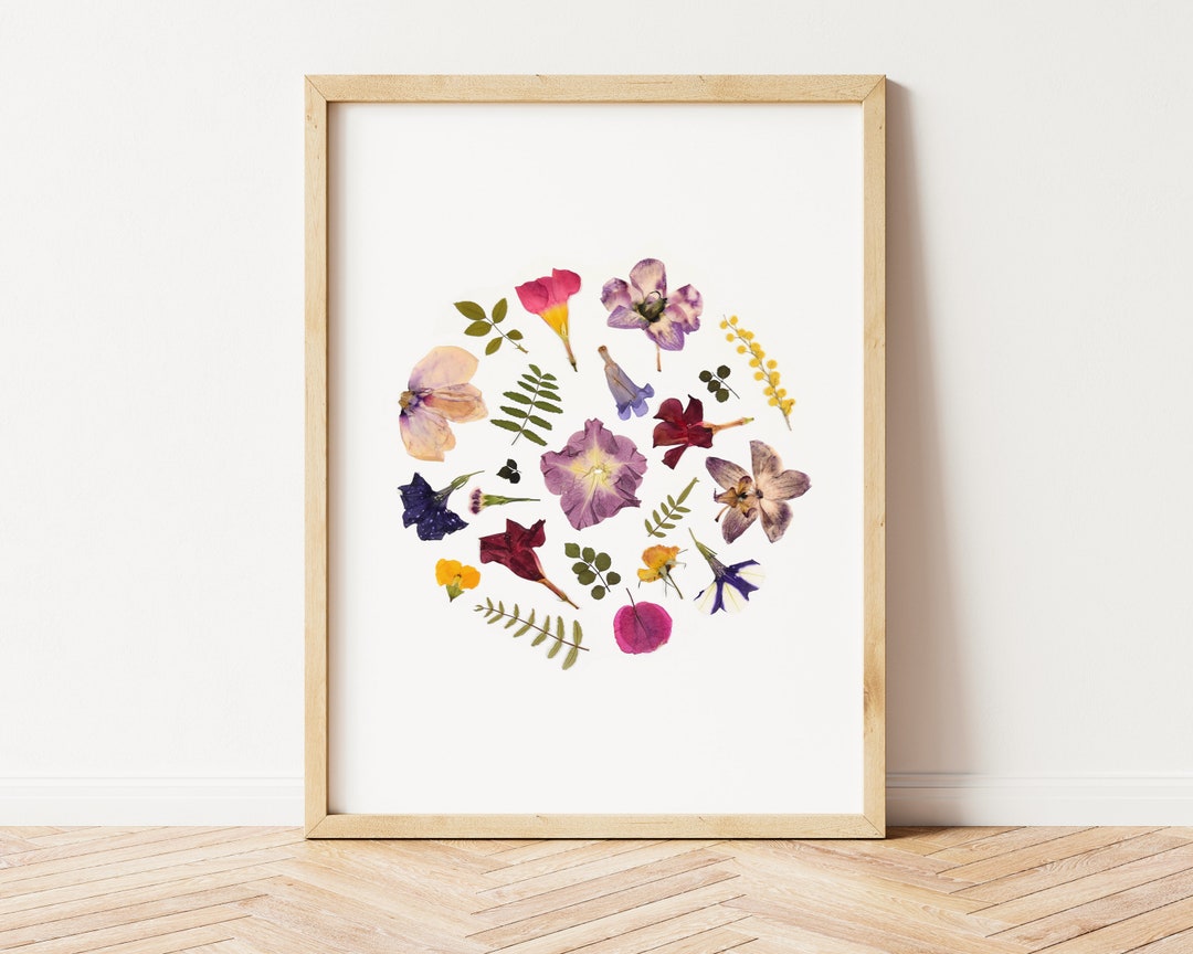 Printable Wall Art, Boho Wall Decor, Pressed Flower Print, Digital ...