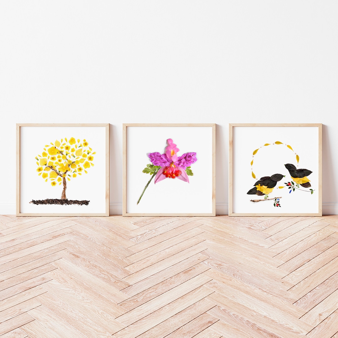 Venezuela Art, Set of Three, Patriotic Symbols of Venezuela, Araguaney ...