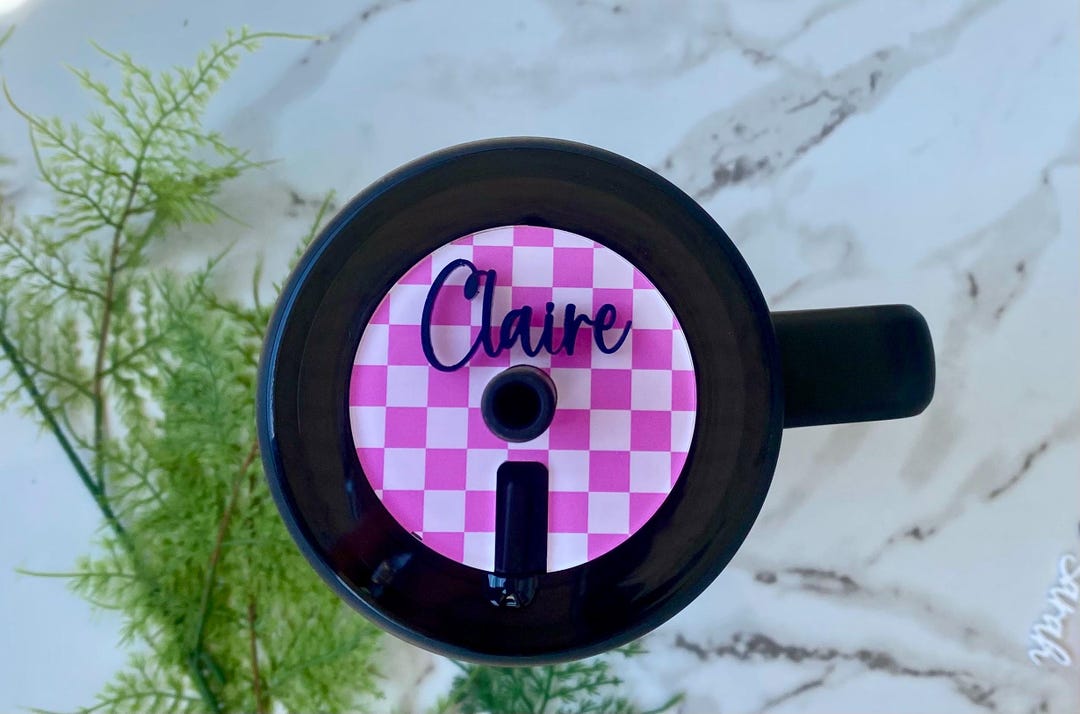 Personalized Brumate Era Tumbler Tag: Pink Retro Check Acrylic Name ...