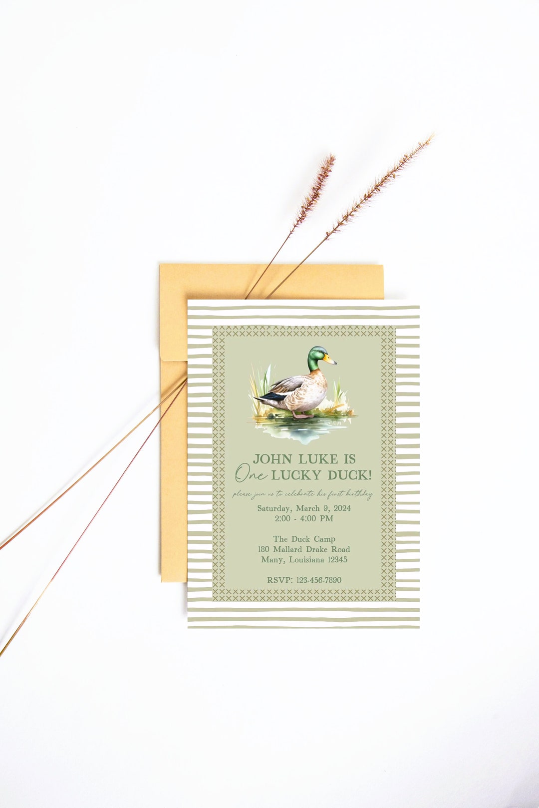 Editable Duck Hunter Birthday Party Invitation, Ducks, Mallards, Duck ...