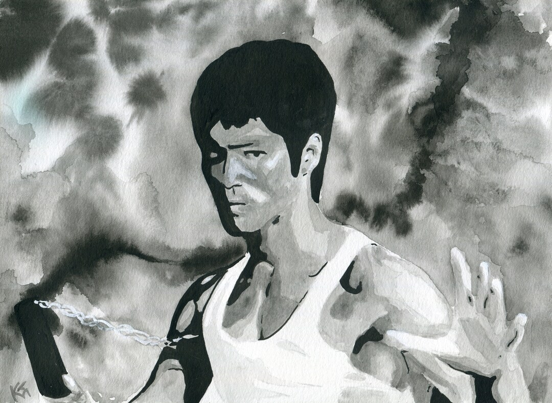 Bruce Lee Watercolor Painting Art 8" X 10" Art Print - Etsy