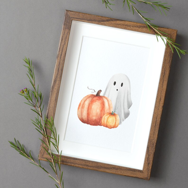 Fall Cottage Core Ghost Cute Halloween Art Ghost Art - Etsy