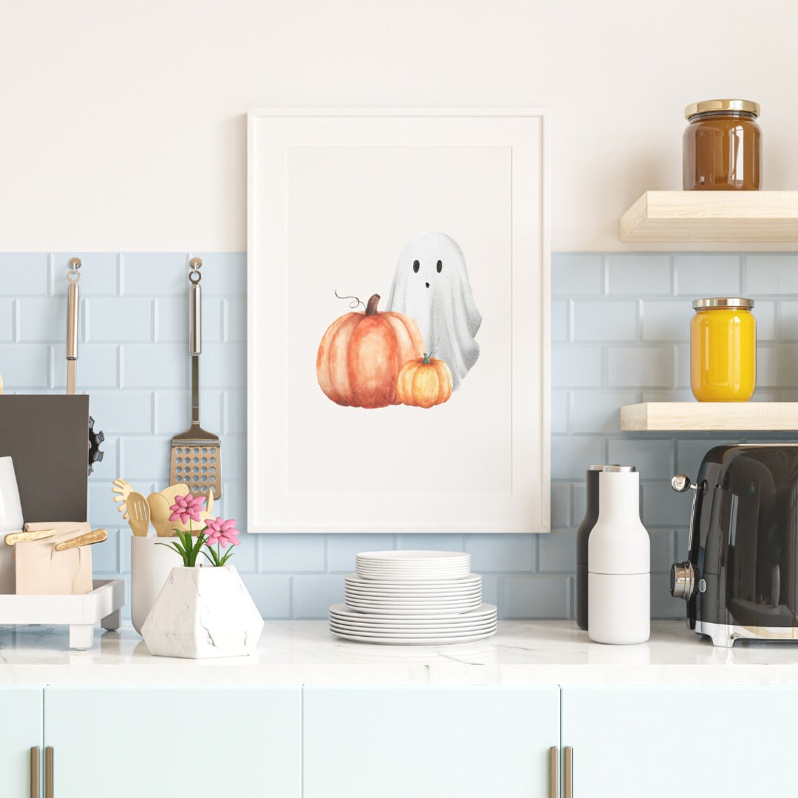 Fall Cottage Core Ghost Cute Halloween Art Ghost Art - Etsy