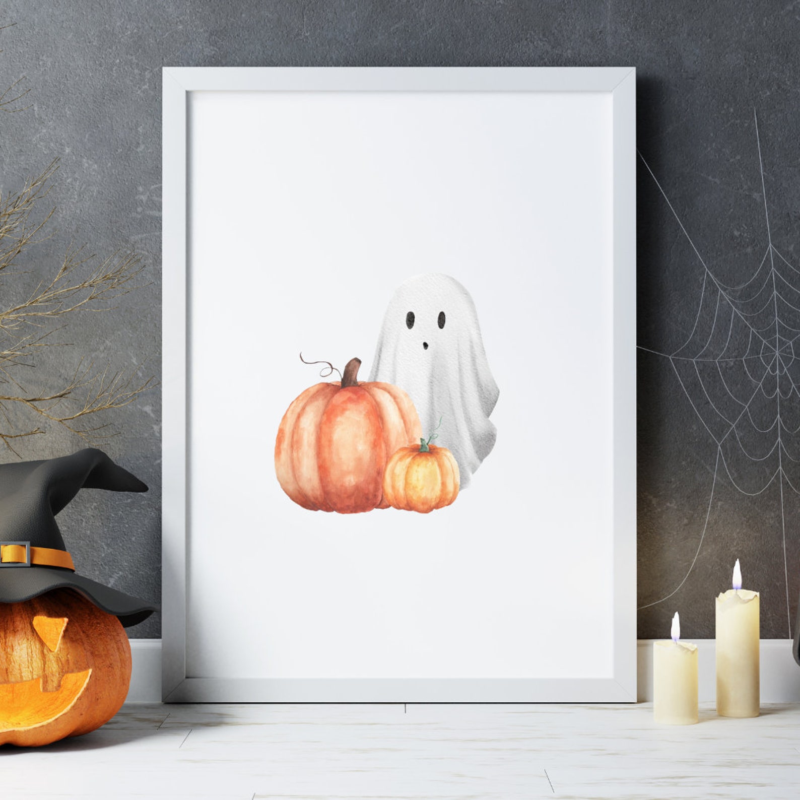 Fall Cottage Core Ghost Cute Halloween Art Ghost Art - Etsy