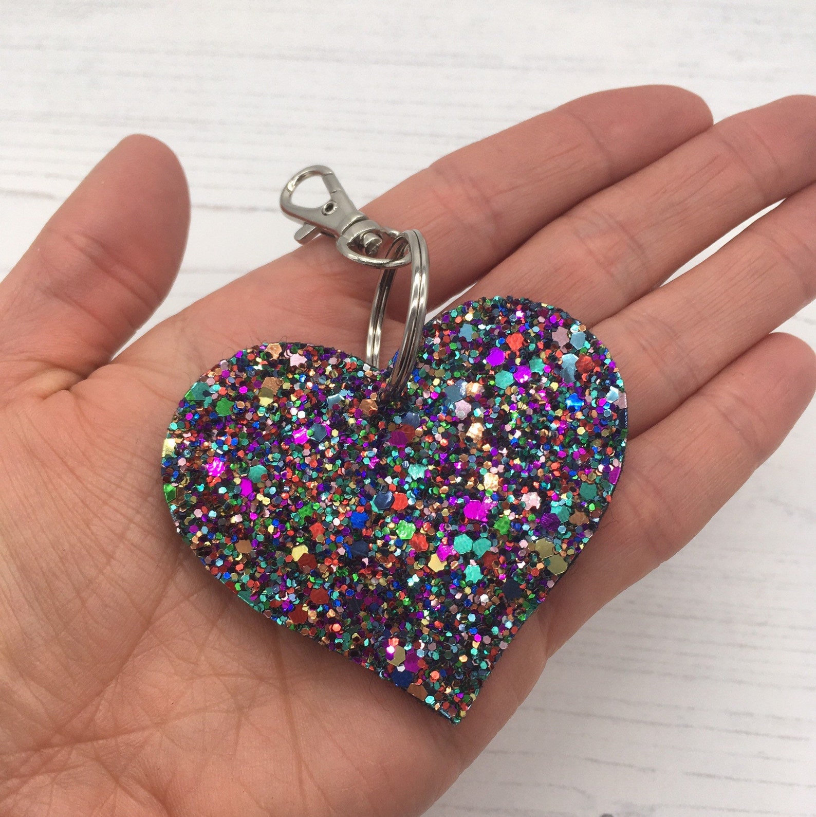 Heart Key Ring. Glitter Heart Bag Charm. Heart Keychain. Girls - Etsy India