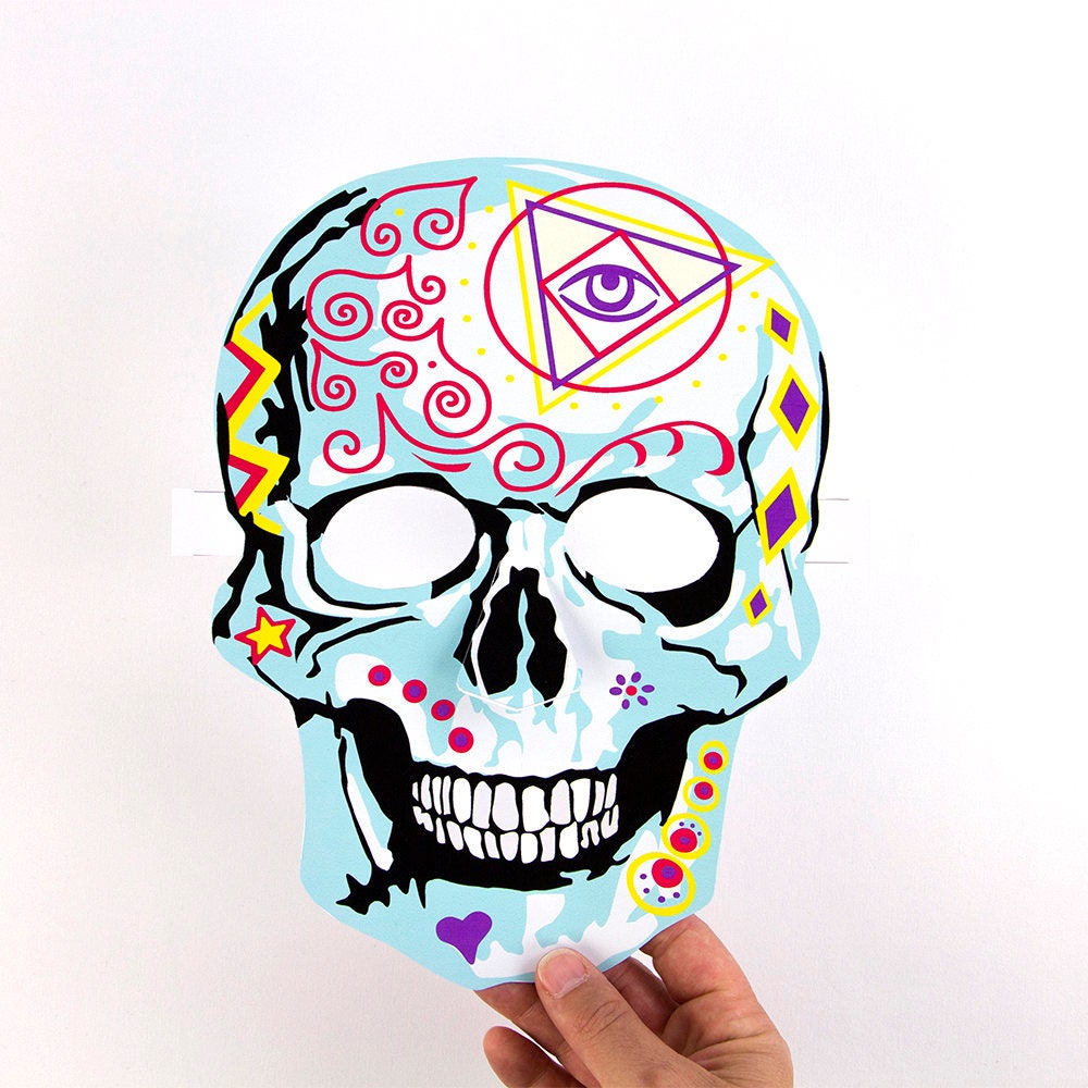 Paper Craft, Halloween Skull Mask, Day of the Dead, Día De Muertos ...