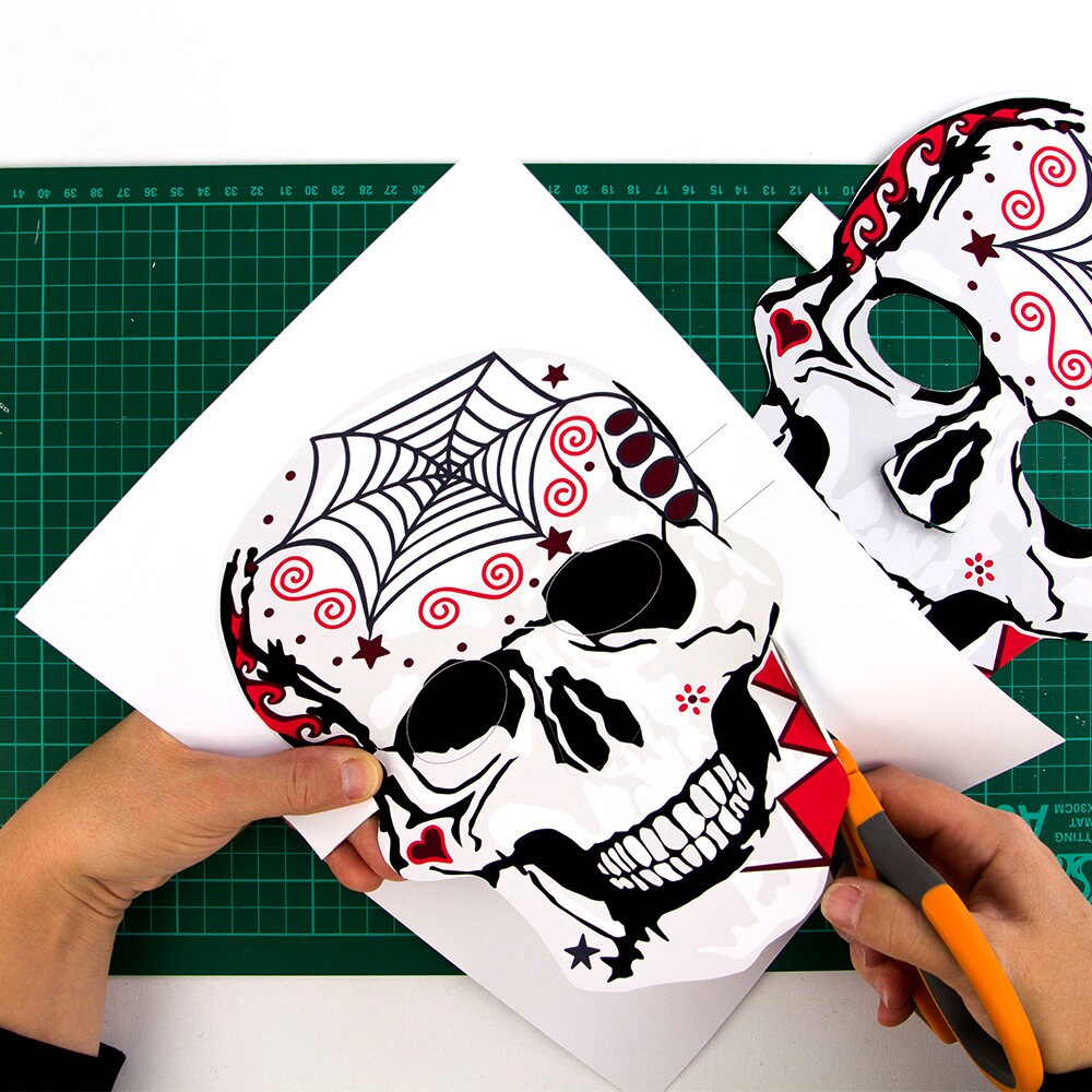 Paper Craft Halloween Skull Mask Day of the Dead Día De - Etsy