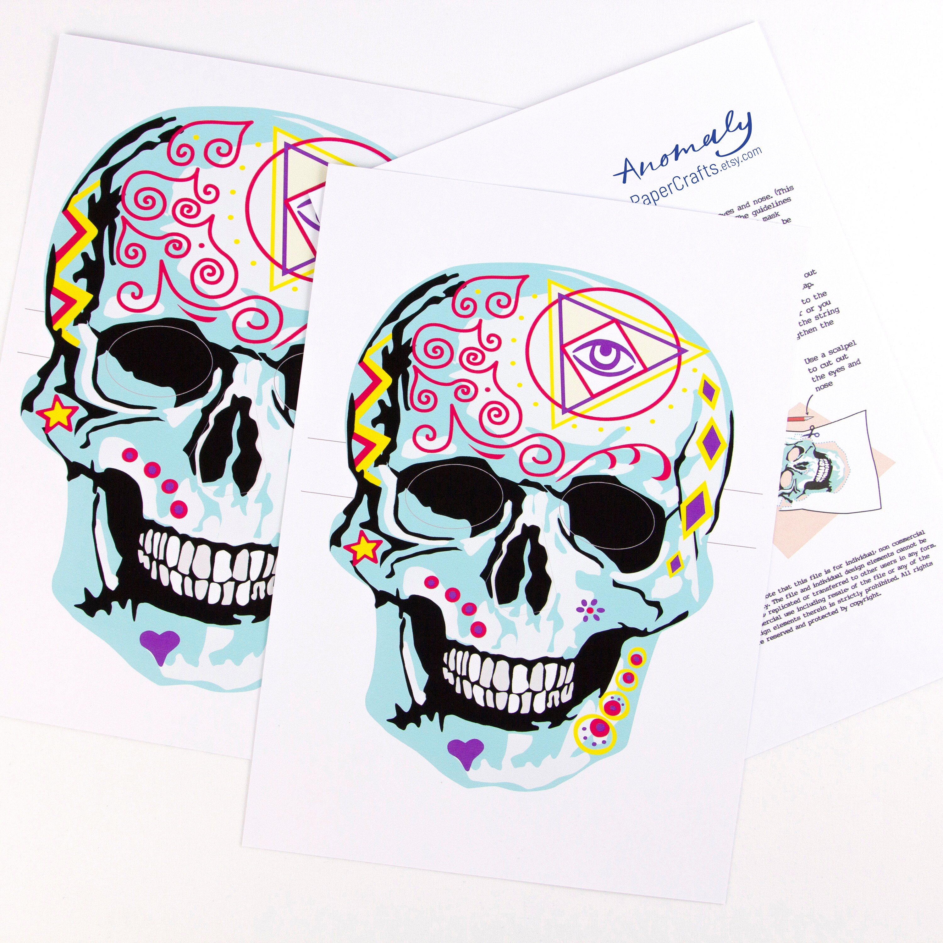 Paper Craft, Halloween Skull Mask, Day of the Dead, Día De Muertos ...