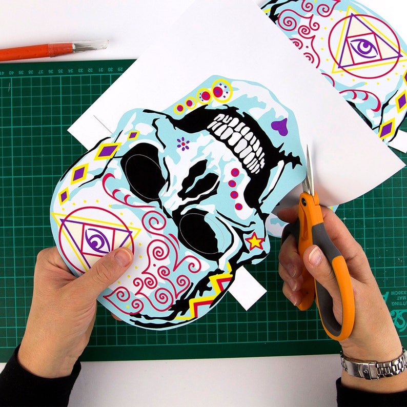 Paper Craft, Halloween Skull Mask, Day of the Dead, Día De Muertos ...