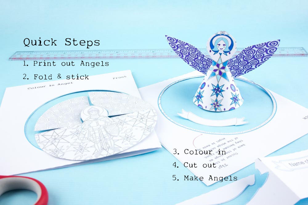Angel Art, Paper Decorations, Male and Female Angels to Color, Party ...