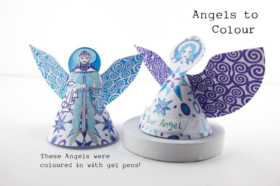 Angel Art, Paper Decorations, Male and Female Angels to Color, Party ...