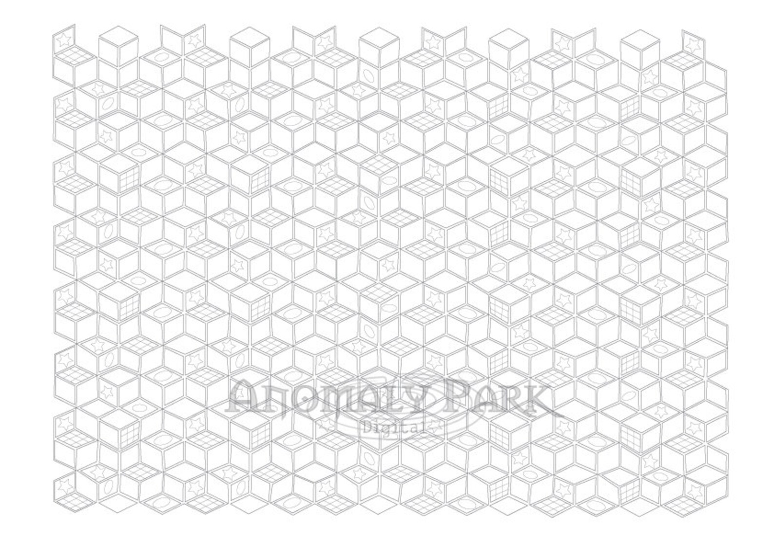 Coloring Pattern, Detailed Colouring in Page for Adults and Teens, Cube ...