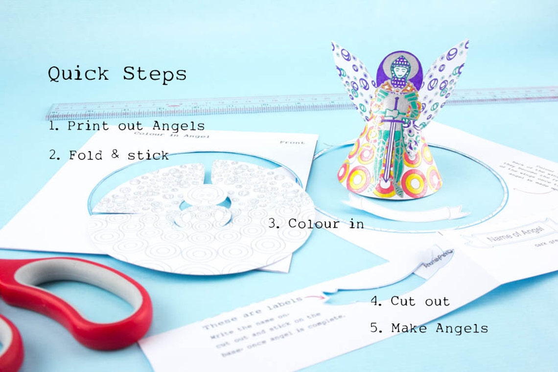 Christmas Diy Paper Angels Download, 2 Archangels to Make and Colour ...