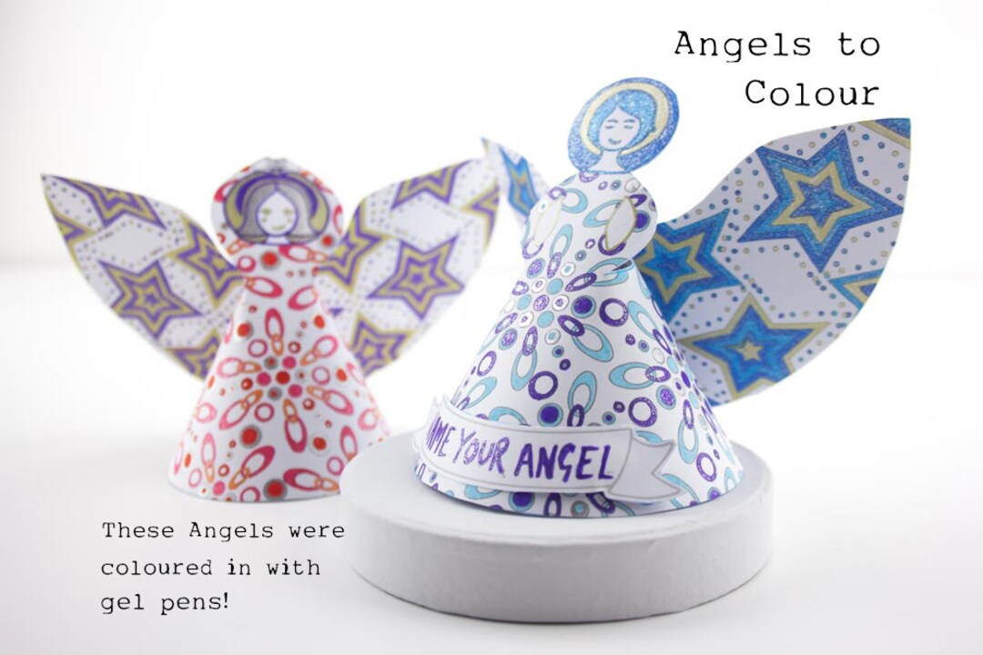Printable Christmas Angels, Angels to Color, Detailed Design Festive ...