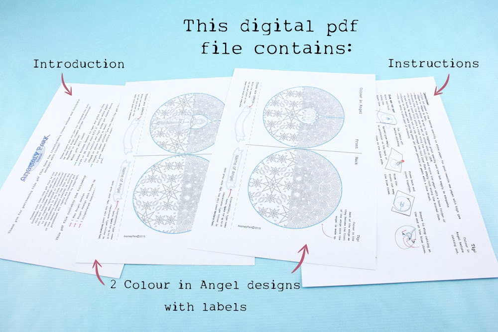 Angel Art, Paper Decorations, Male and Female Angels to Color, Party ...