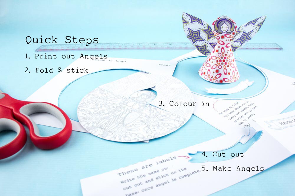 Christmas Decoration, Paper Angel Crafts X2 With Editable Labels, Table ...