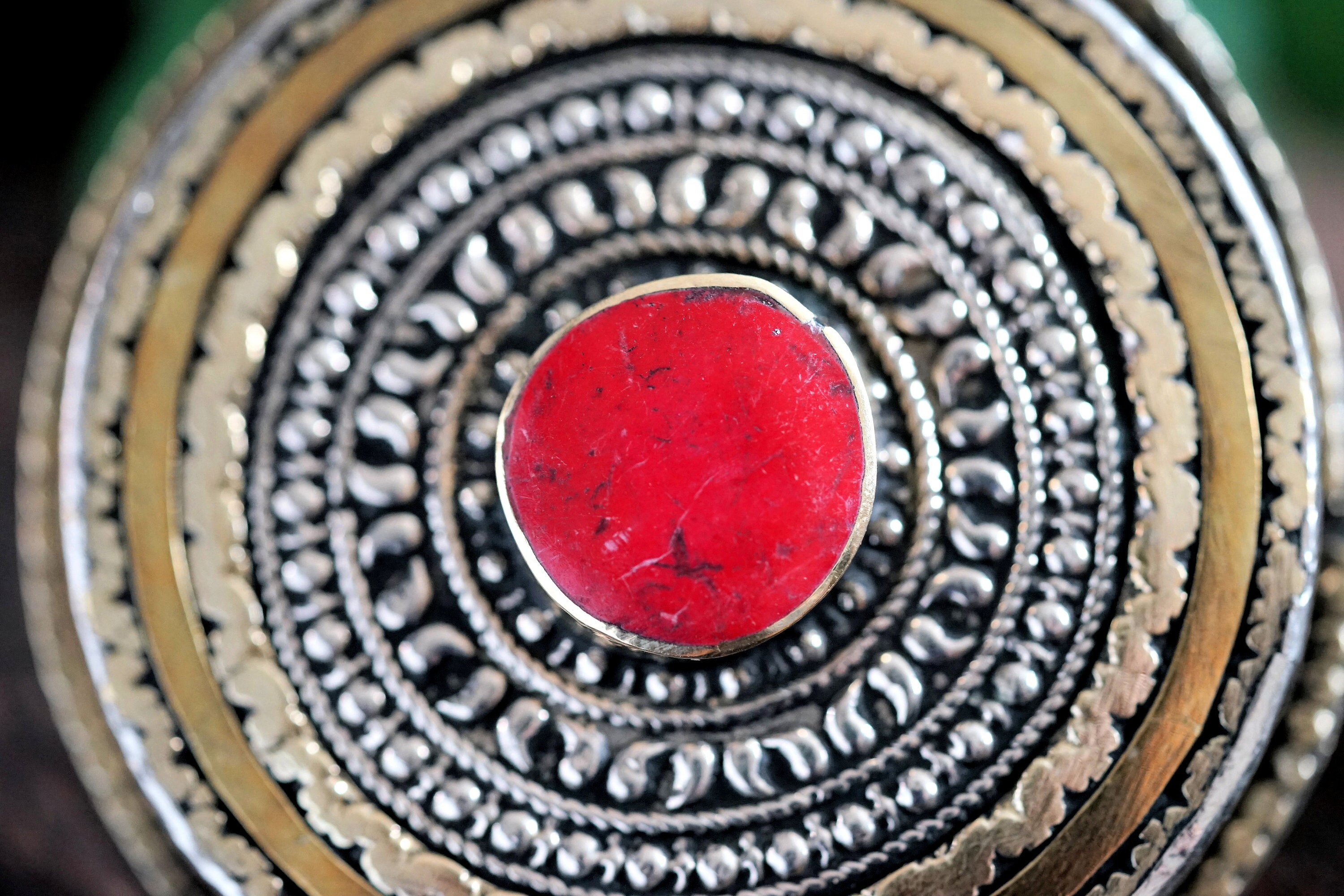 Afghan Red Howlite Stone Ringbohemian Jewelrykuchi - Etsy