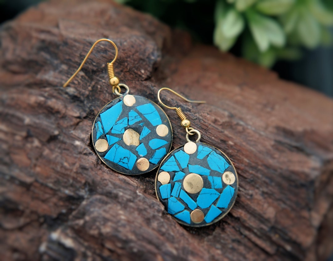 Mosaic Inlay Earrings,hippie Earring,gypsy Earring,boho Earring,nepali ...