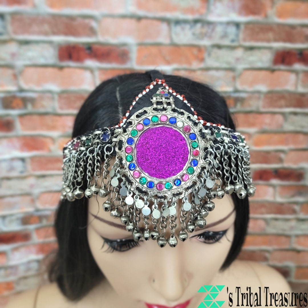 Purple Tribal Forehead Band,belly Dance Jewelry,gypsy Headdress,head ...