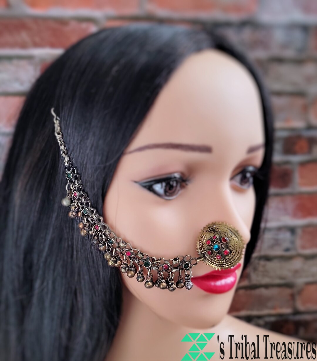Brass Gypsy Nose Stud,kuchi Nose Pin,tribal Nose Jewelry,afghan Jewelry ...