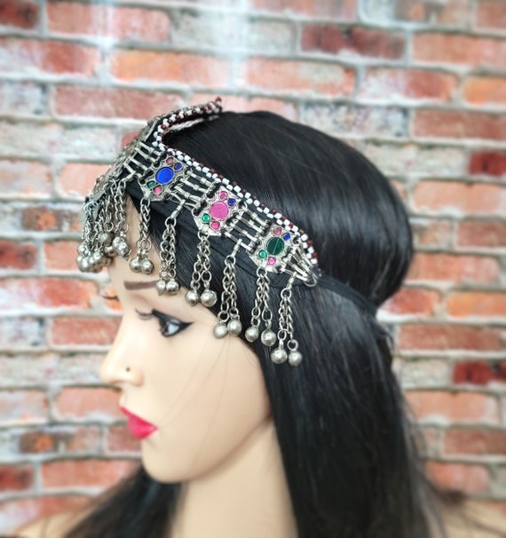 Red Stone Tribal Forehead Band,Belly Dance Jewelry,Gy… - Gem