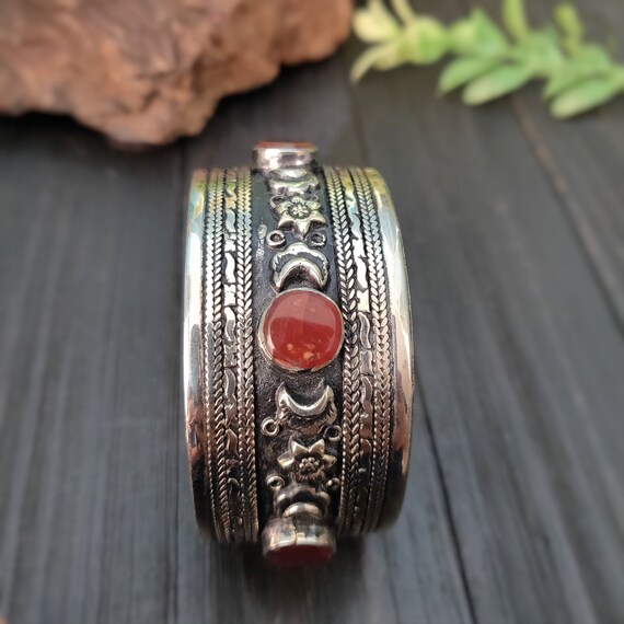 Carnelian Cuff Bracelet,Kuchi Cuff,Gypsy Bracelet,Car… - Gem