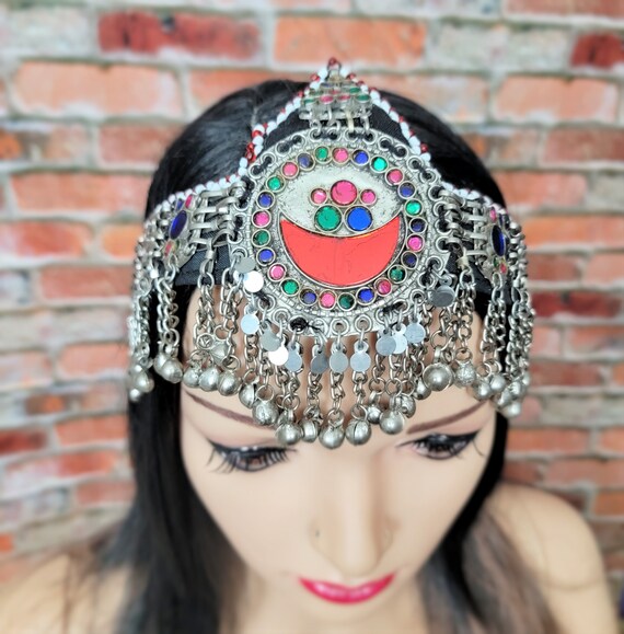 Red Stone Tribal Forehead Band,Belly Dance Jewelry,Gy… - Gem