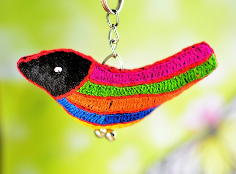 Cute Bird Miniature Keychaintribal Keychainshandmade - Etsy