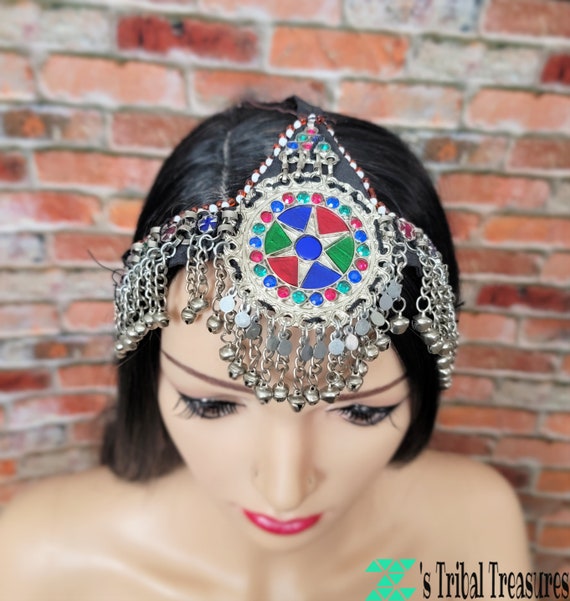 Red Stone Tribal Forehead Band,Belly Dance Jewelry,Gy… - Gem