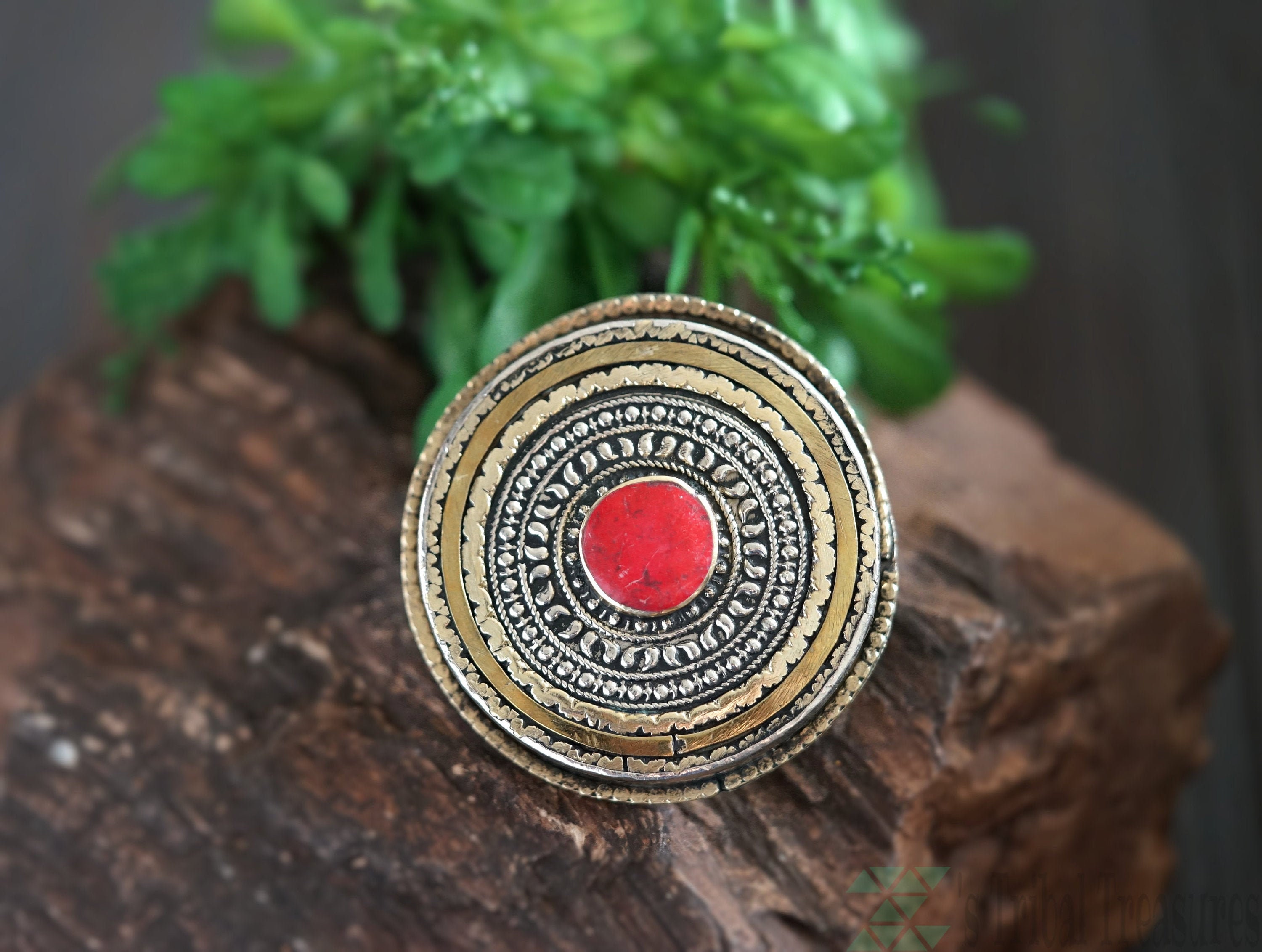 Afghan Red Howlite Stone Ringbohemian Jewelrykuchi - Etsy