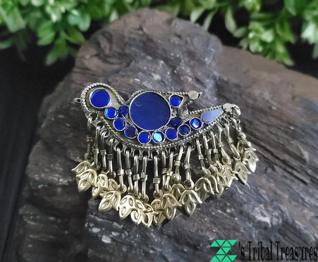 Blue Bird Shaped Barrette,kuchi Tribal Hair Clips,afghan Hair Clip ...