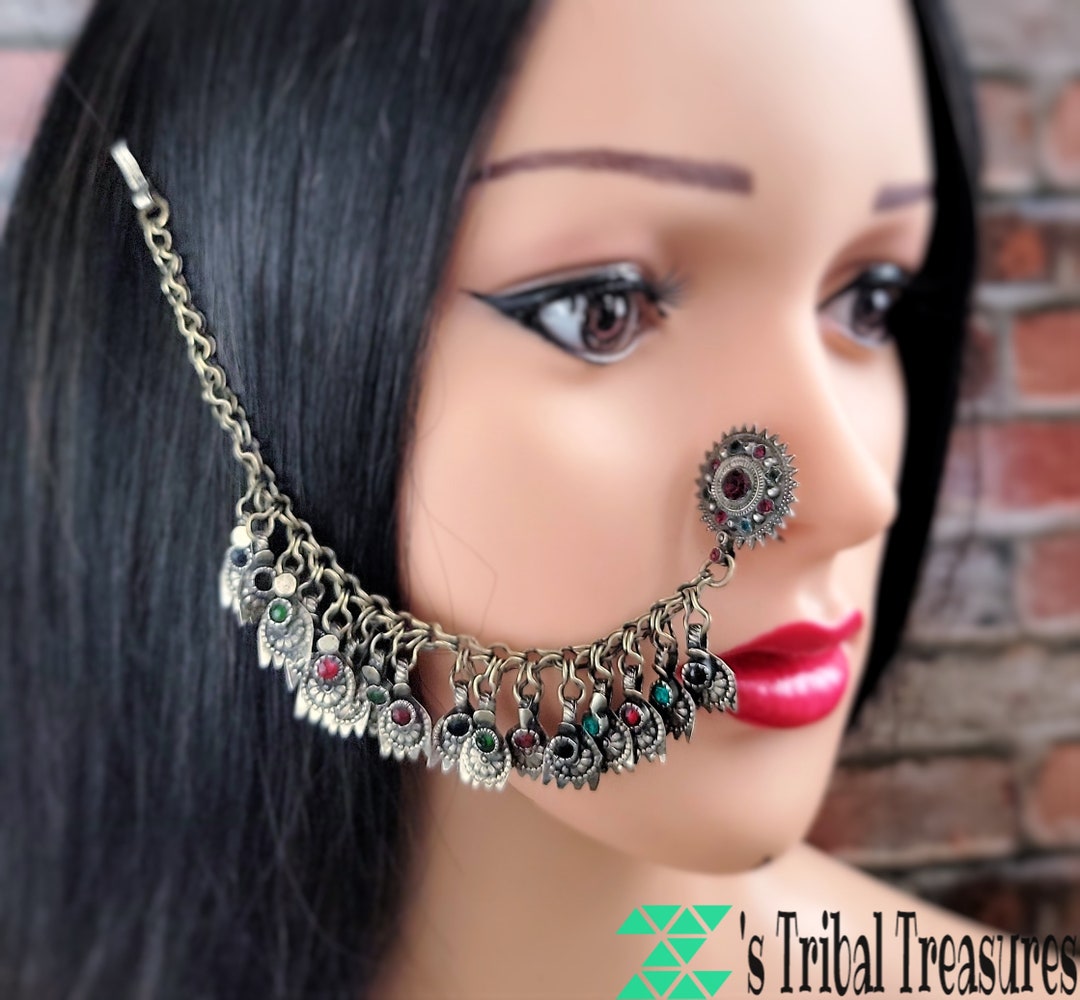 Tribal Nose Jewelry,afghan Jewelry,piercing Body Jewelry,afghan Nose ...